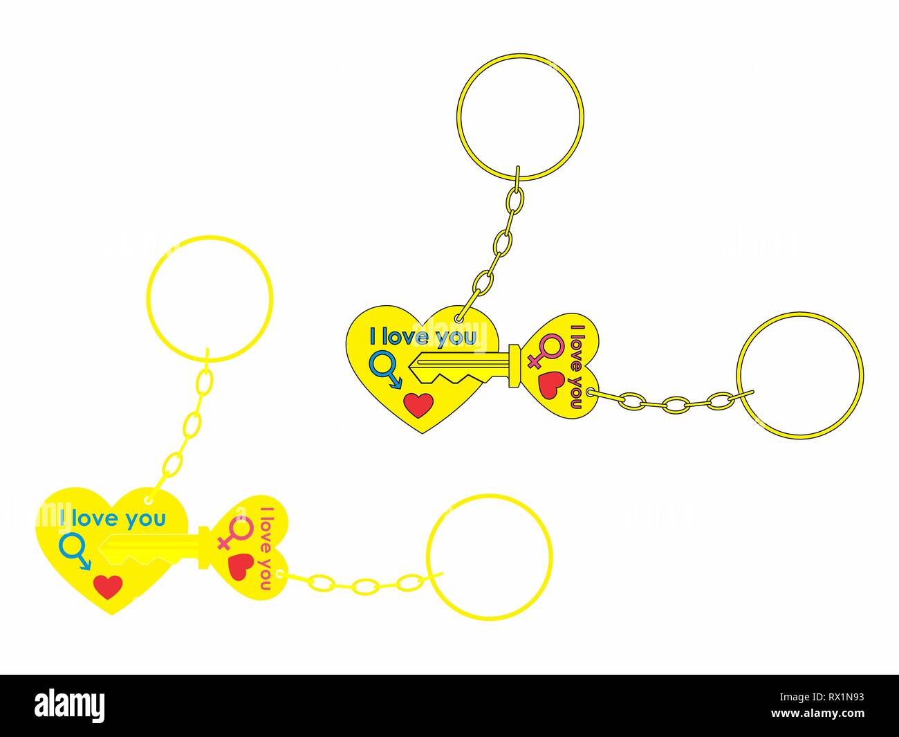 Keys for your heart colored and chain Stock Vector Image & Art - Alamy