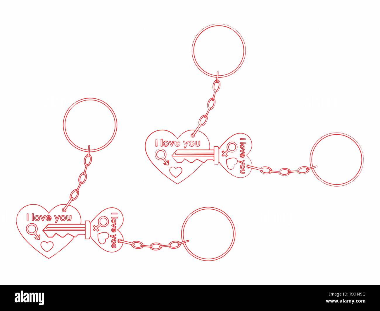 Keys for your heart outline only and chain Stock Vector Image & Art - Alamy