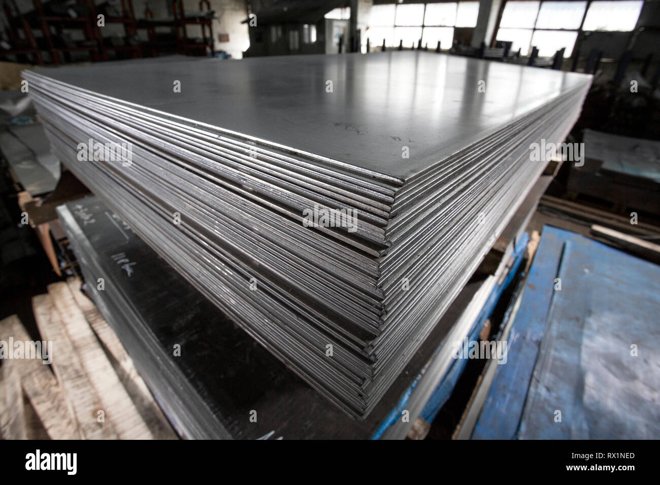 Stack of metals arranged in factory Stock Photo - Alamy