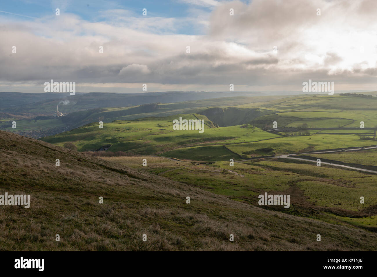 A view of the Peak District from Mam Tor in the UK Stock Photo - Alamy