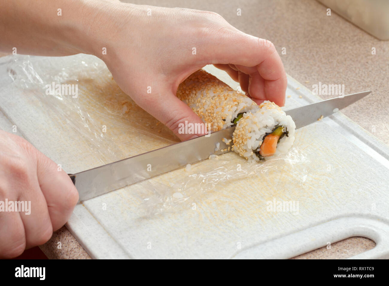 Process of cooking sushi hi-res stock photography and images - Alamy