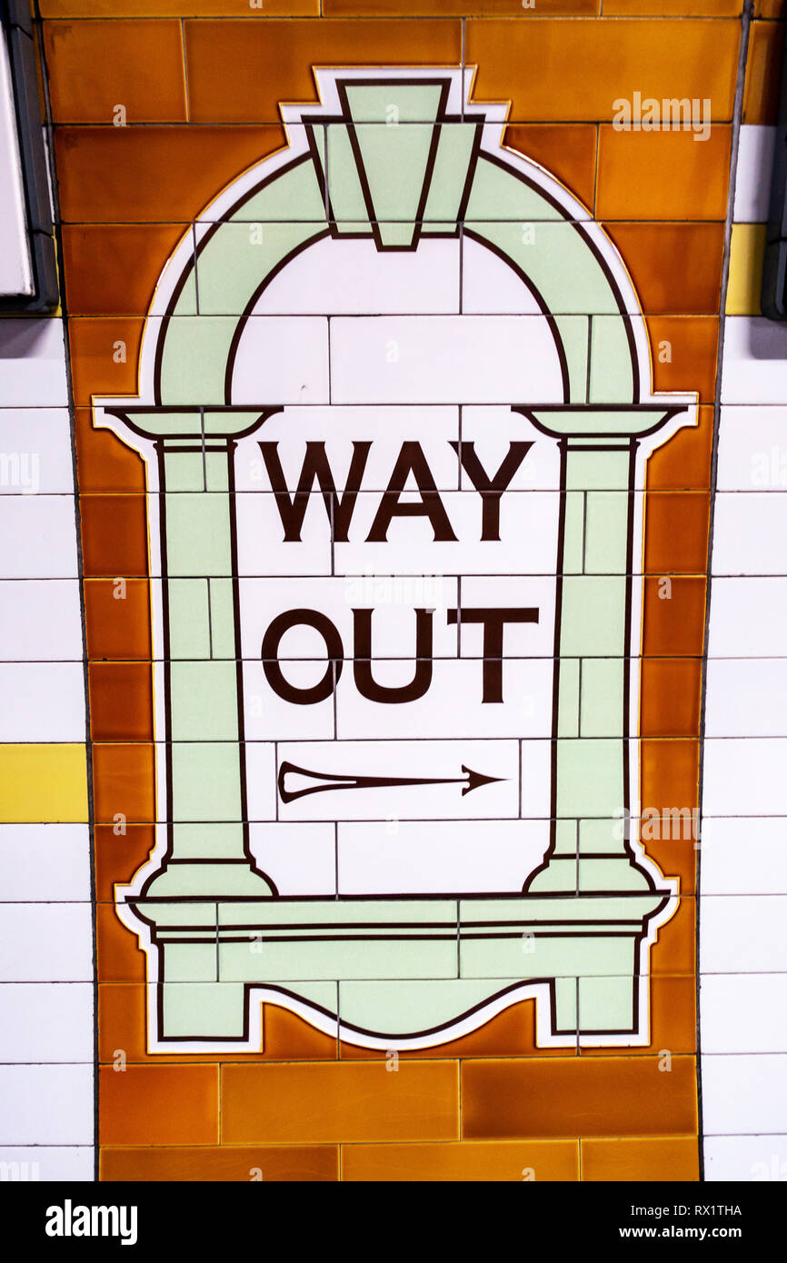 Vintage Ceramic tiles with the words making Way Out sign on the ...