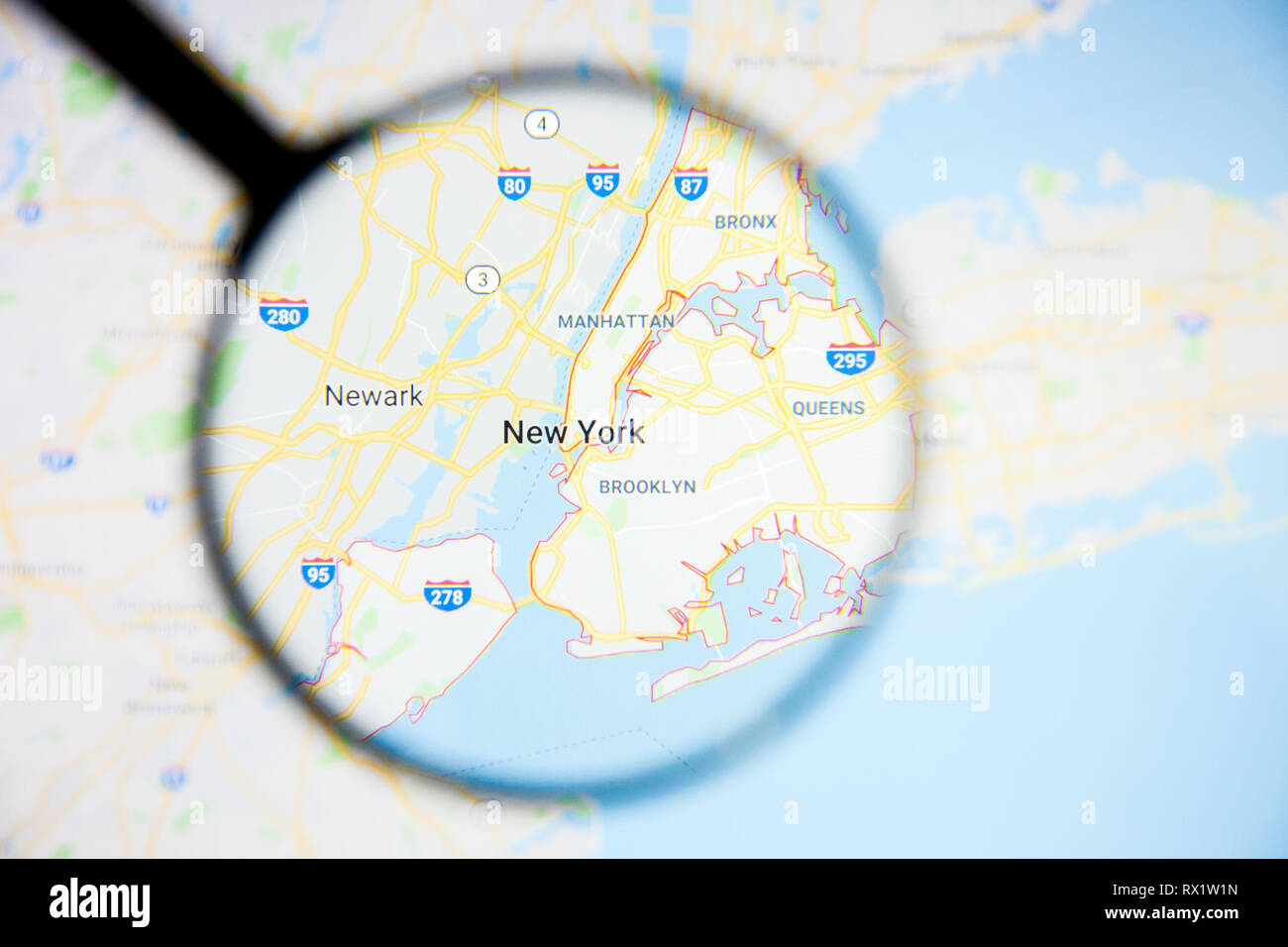 New York city visualization illustrative concept on display screen ...