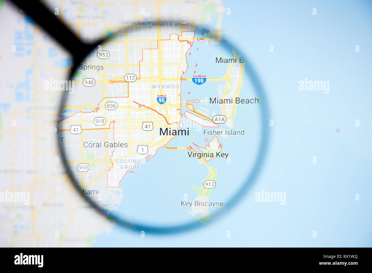 Map of miami hi-res stock photography and images - Alamy