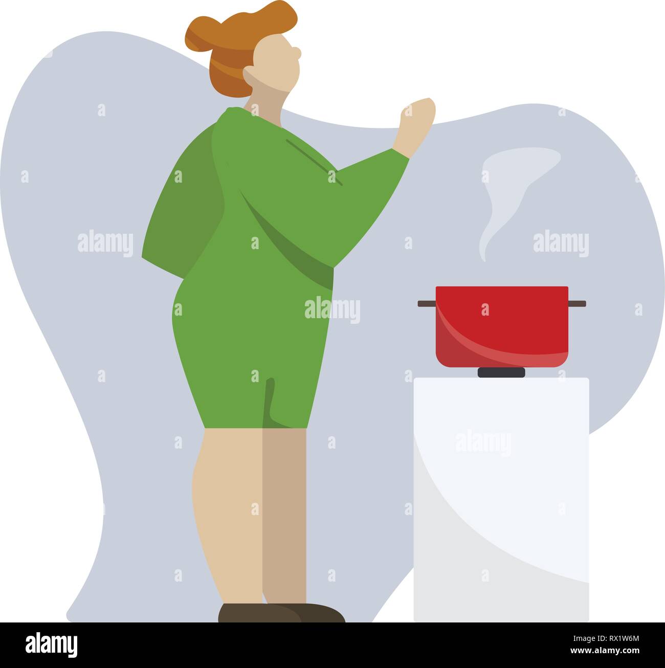 Woman chef pan stove Stock Vector Images - Alamy