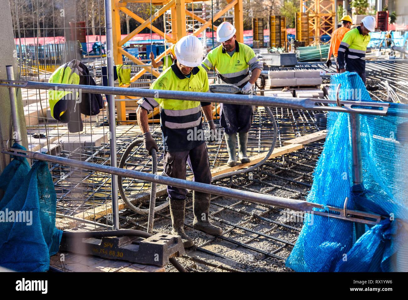 Workers working laborer under new construction site building builder hi ...