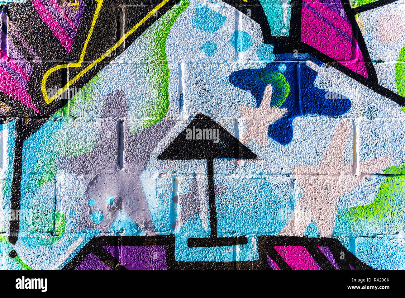 Background with wall texture painted colorful arrows and graffiti Stock ...