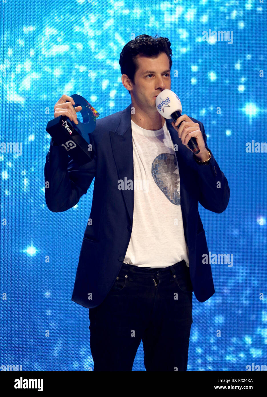 Mark Ronson on stage with his Global Special Award during The Global ...