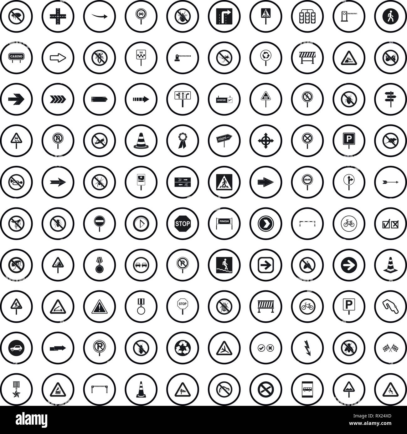 100 road signs icons set in simple style Stock Vector Image & Art - Alamy