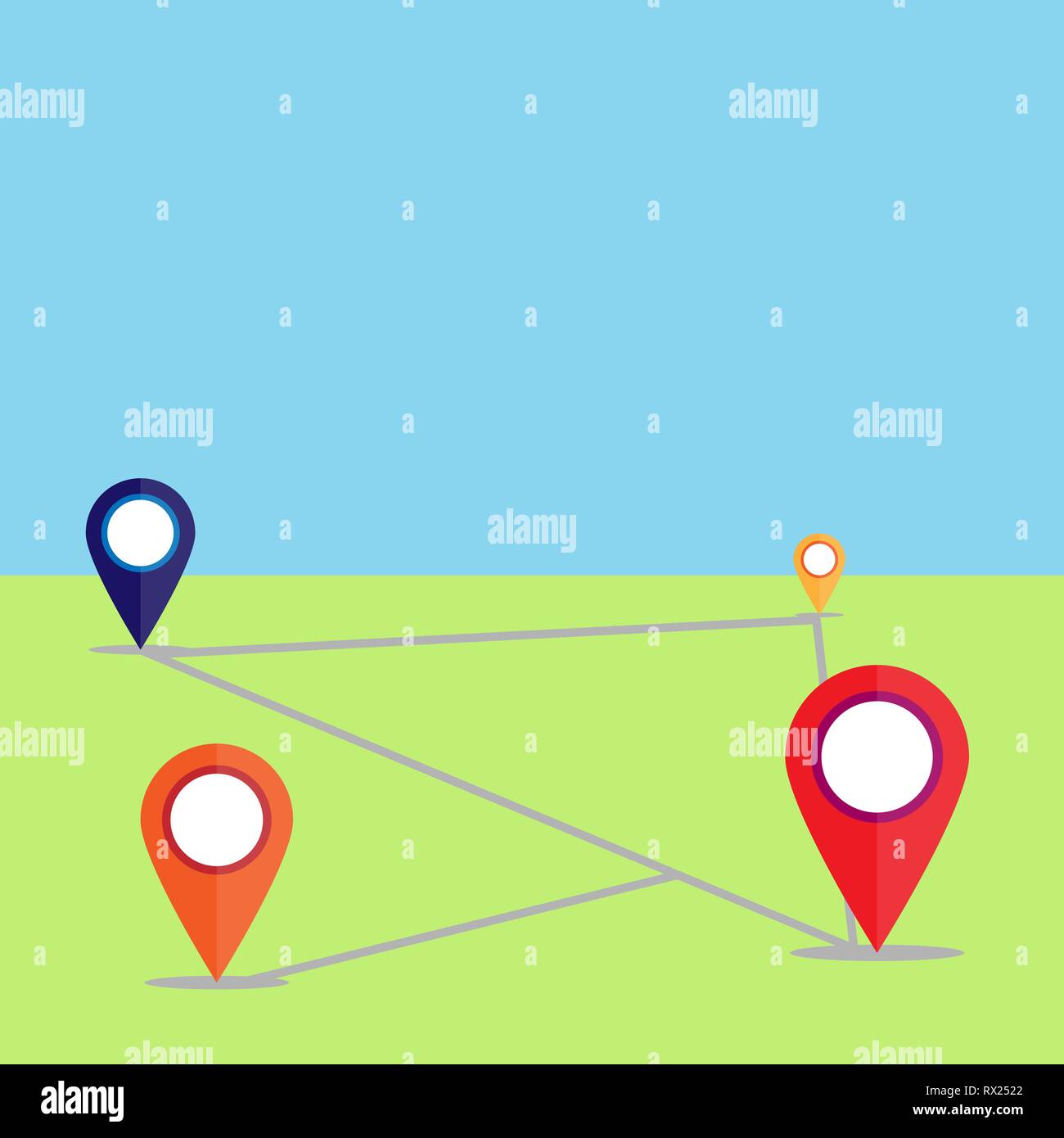 Points of location on the ground with the route Stock Vector Image ...