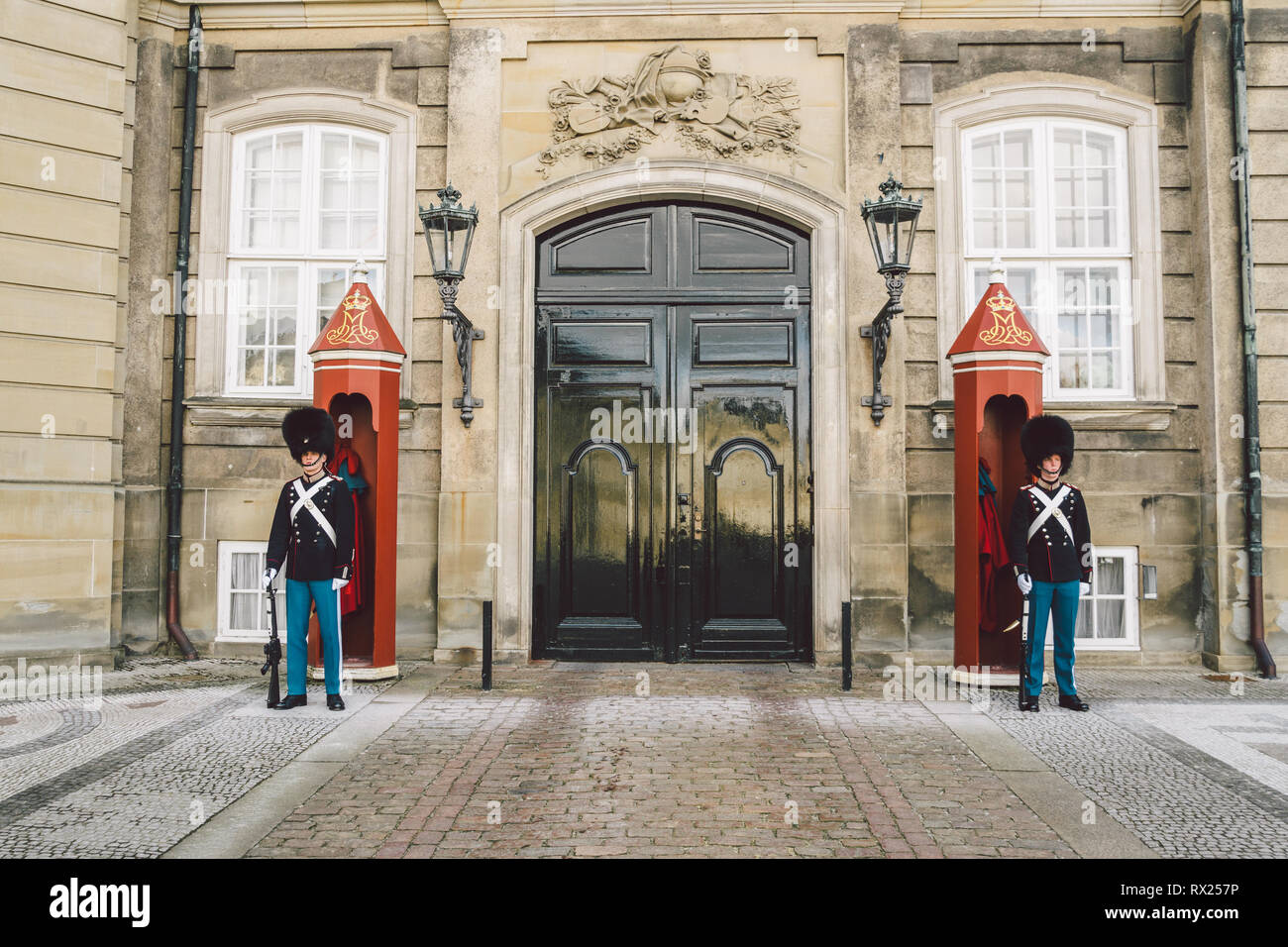 February 20, 2019. Denmark. Copenhagen. Amalienborg Square. Changing ...