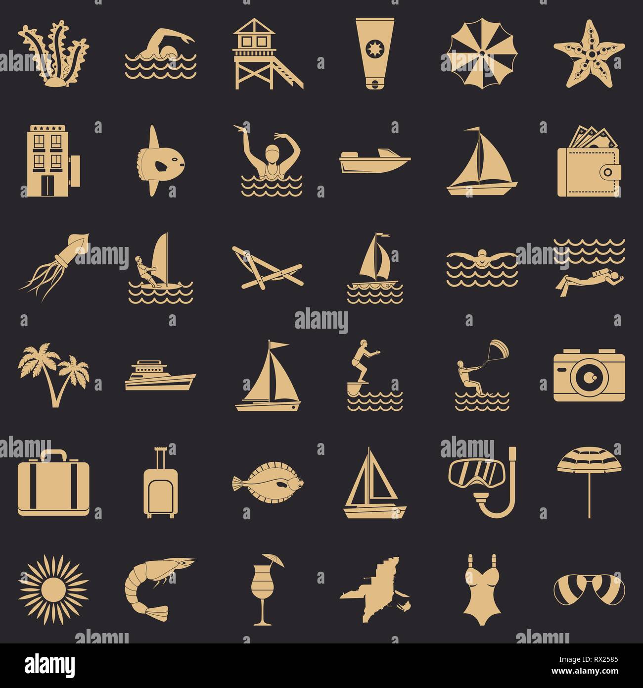 Beach icons set, simple style Stock Vector Image & Art - Alamy