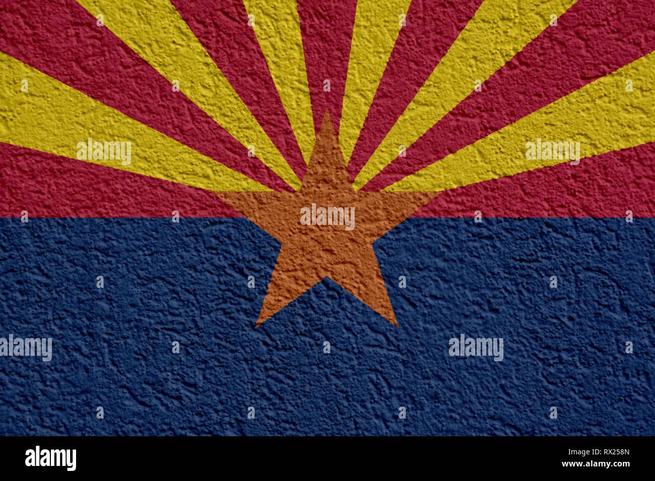US State Politics Or Business Concept: Arizona Flag Wall With Plaster ...
