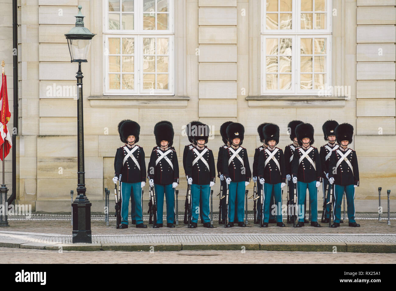 February 20, 2019. Denmark. Copenhagen. Amalienborg Square. Changing ...