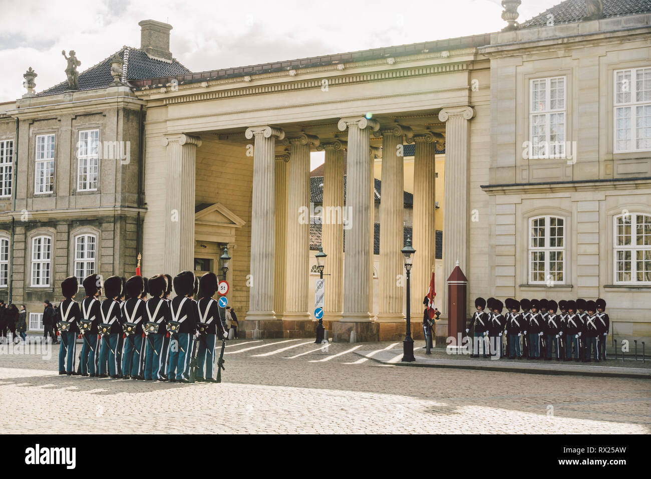 February 20, 2019. Denmark. Copenhagen. Amalienborg Square. Changing ...