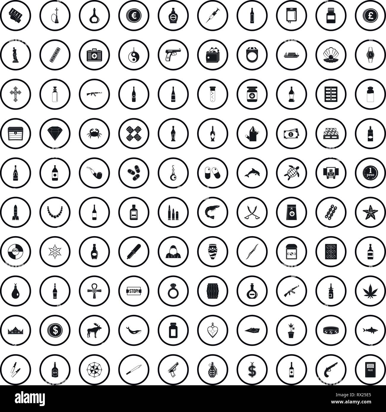 100 smuggling goods icons set, simple style Stock Vector Image & Art ...