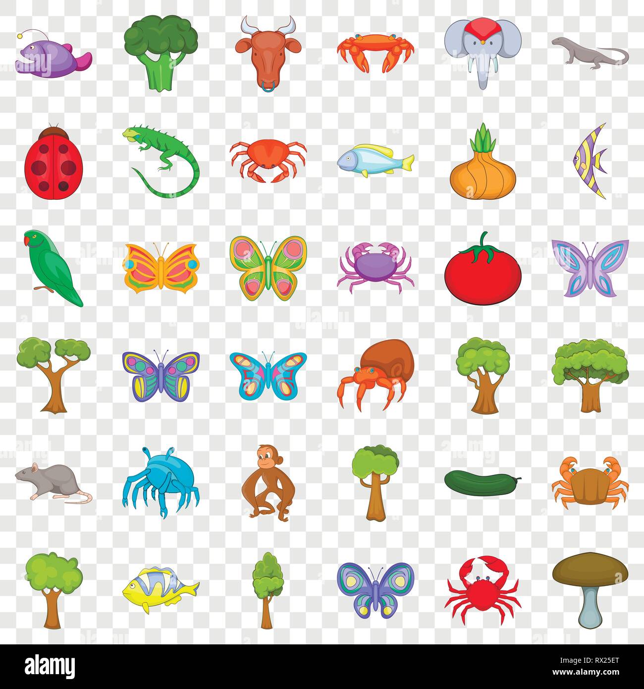 Nature icons set, cartoon style Stock Vector Image & Art - Alamy