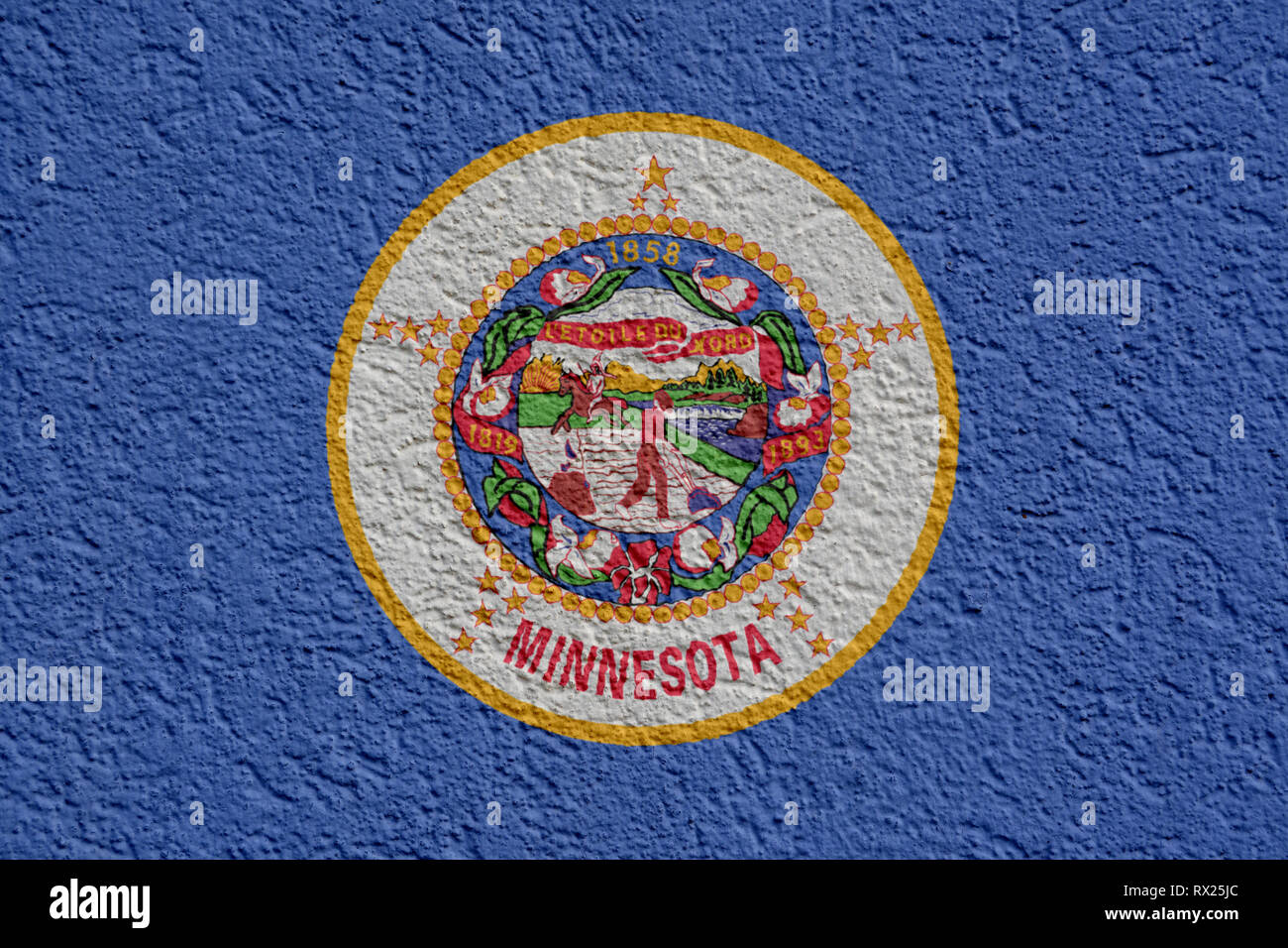 US State Politics Or Business Concept: Minnesota Flag Wall With Plaster ...
