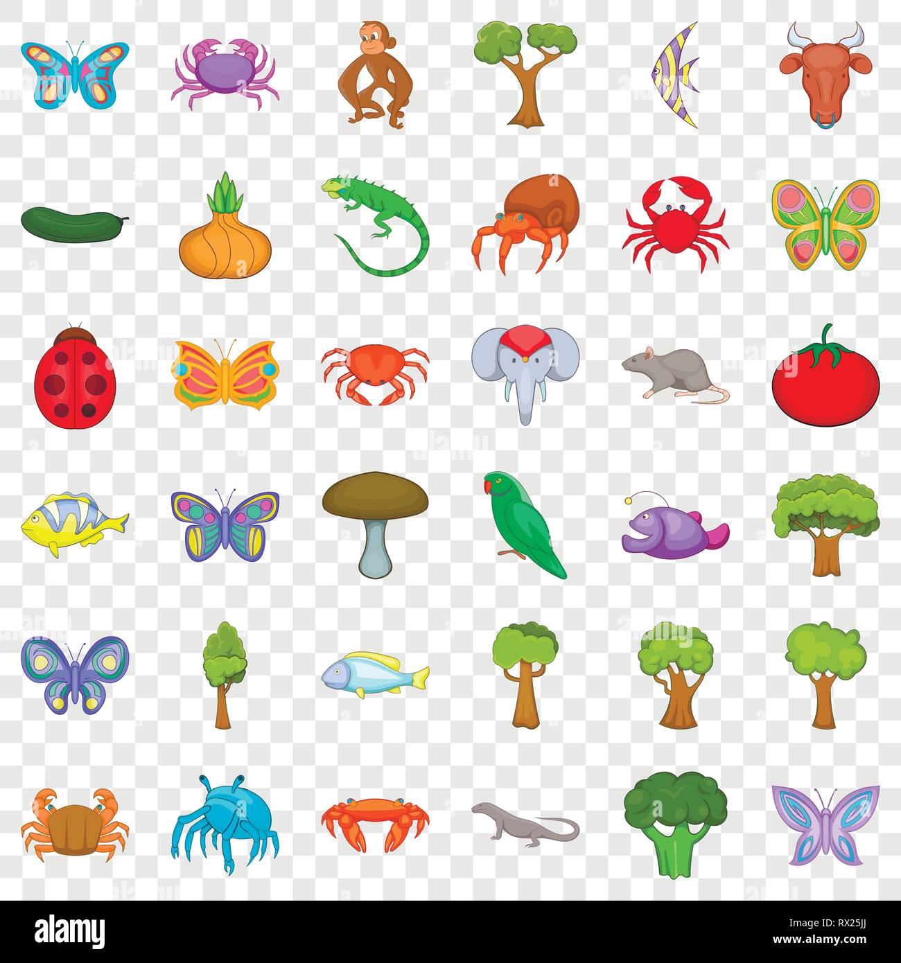 Live nature icons set, cartoon style Stock Vector Image & Art - Alamy