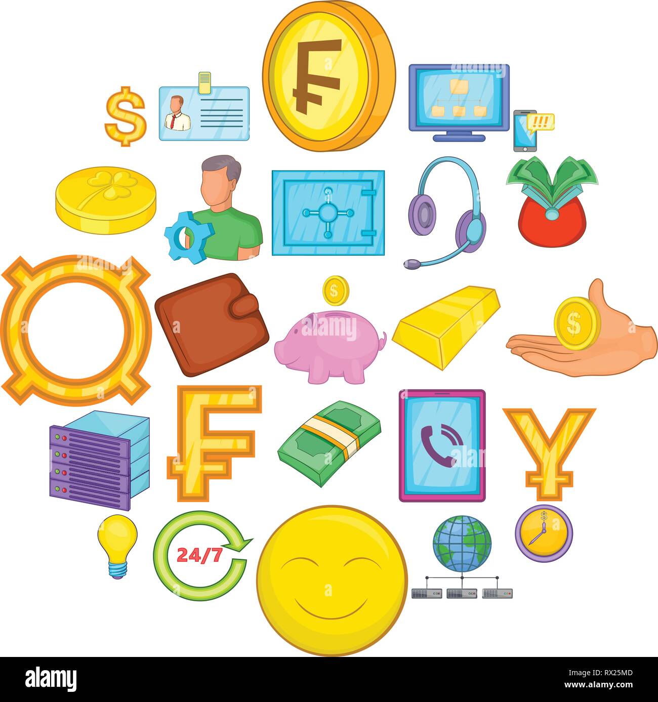 Finance icons set, cartoon style Stock Vector Image & Art - Alamy