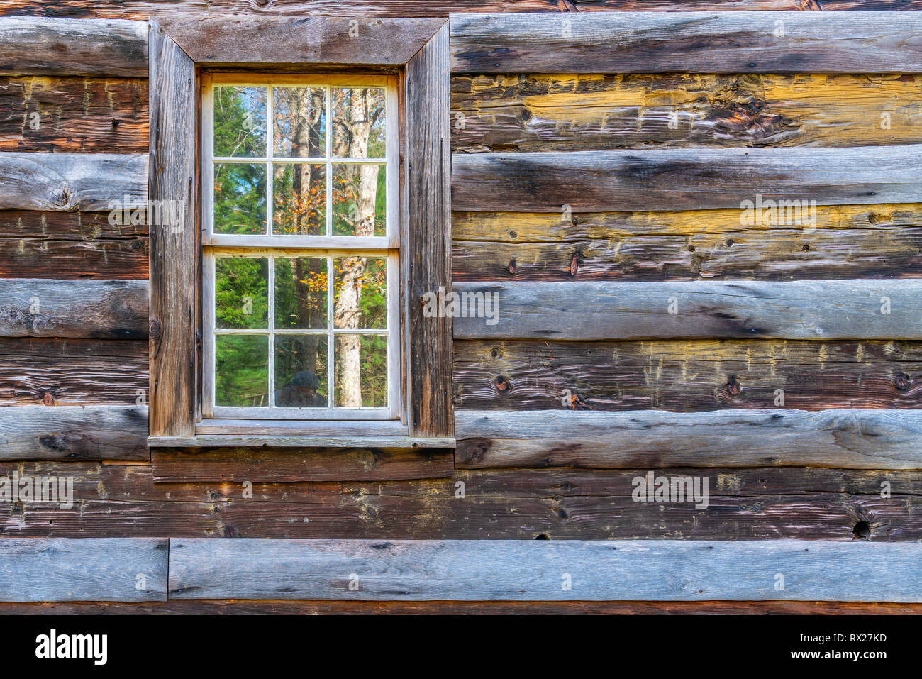Log Cabin Window Reflection Stock Photo - Alamy