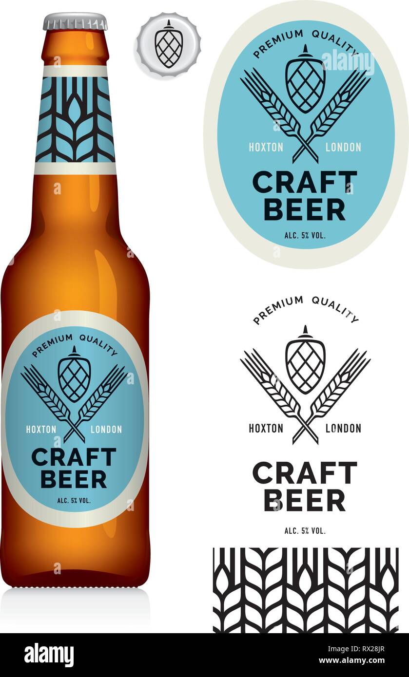 Craft Beer Label, Neck Label on brown bottle 330ml Stock Vector Image ...