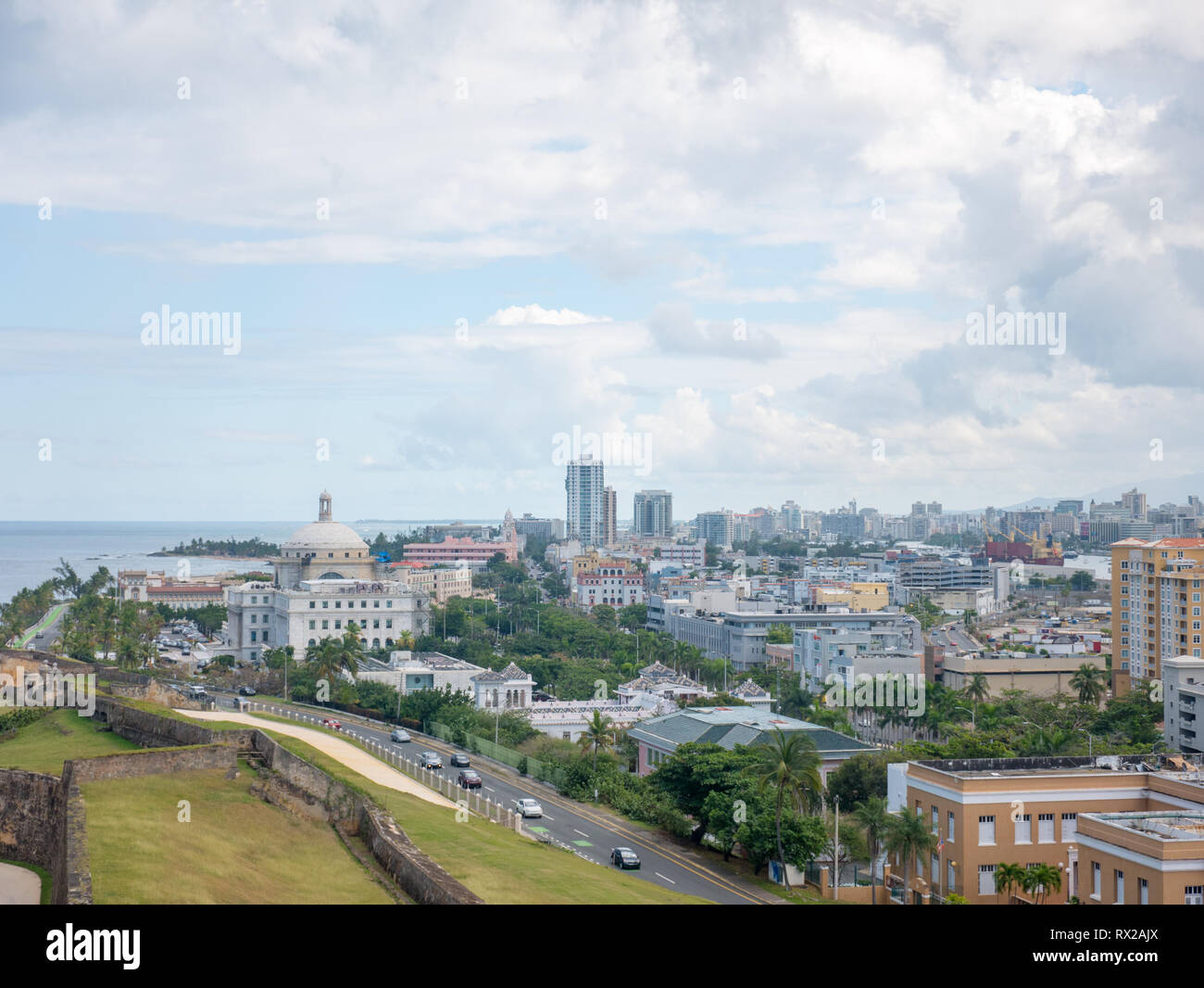 Panoramic View of the cityscape of San Juan in Puerto Rico, viewed from ...