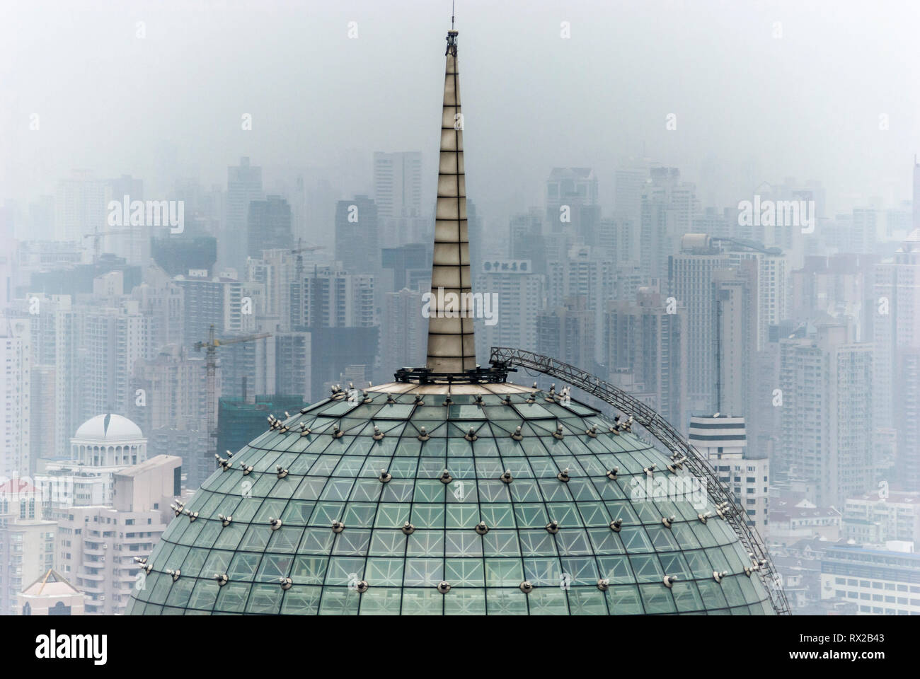 Radisson hotel rooftop mast and shanghai skyline hi-res stock ...