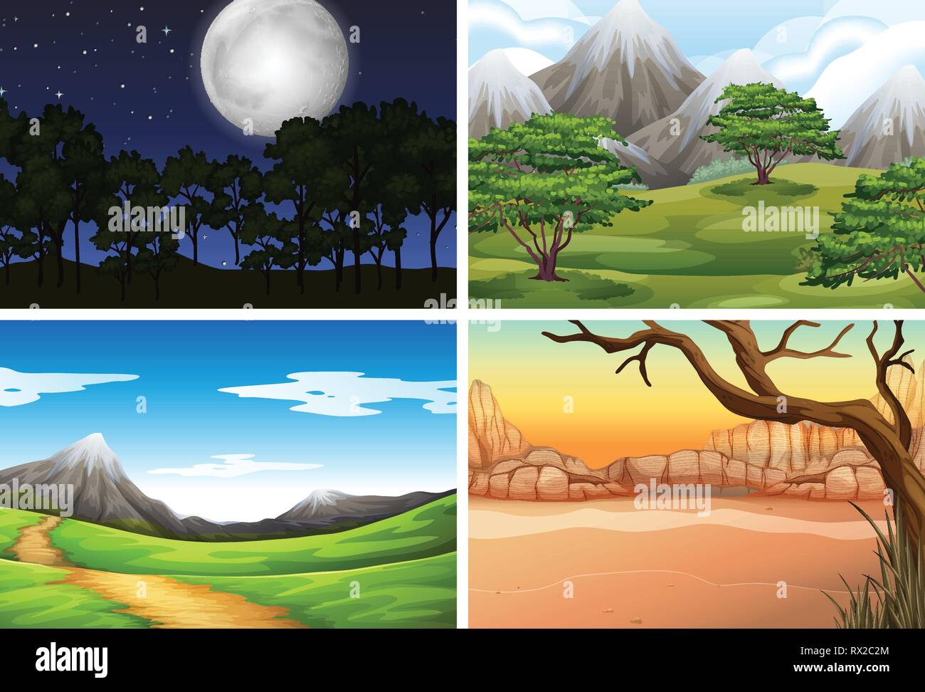 Set of nature landscape illustration Stock Vector Image & Art - Alamy