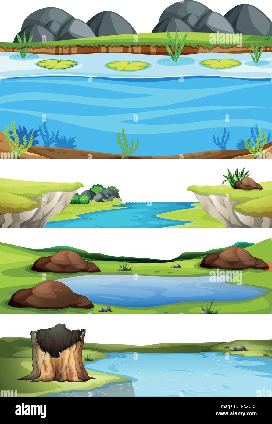 Set of water landscape illustration Stock Vector Image & Art - Alamy