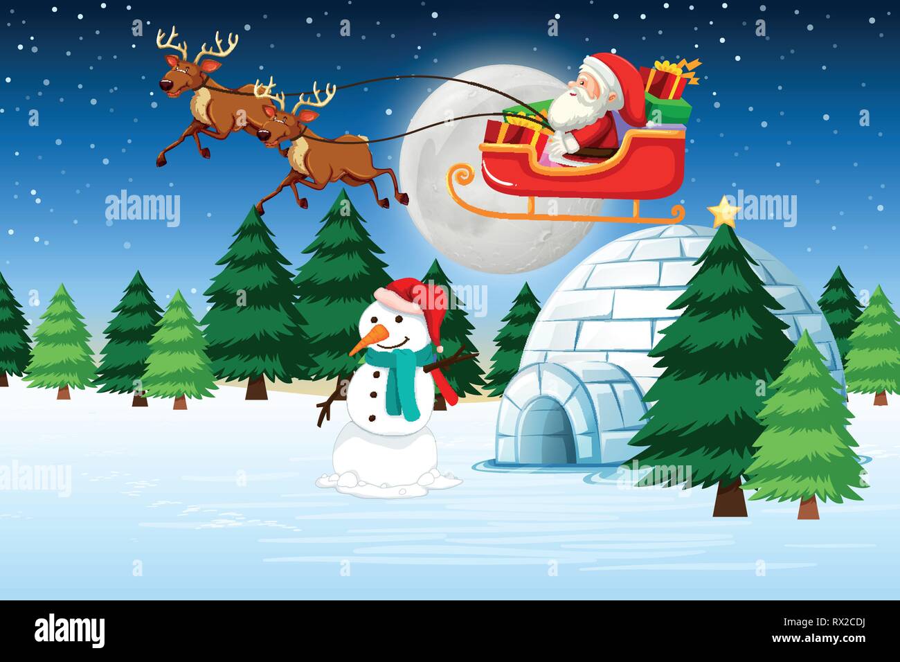 A santa riding sleigh illustration Stock Vector Image & Art - Alamy