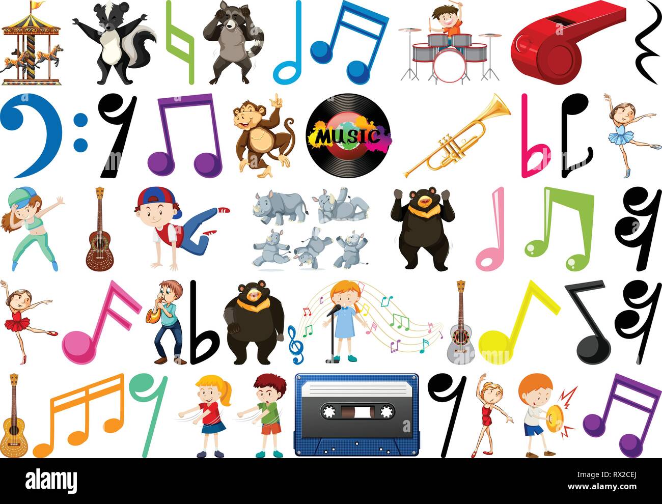 Music note people and animal illustration Stock Vector Image & Art - Alamy
