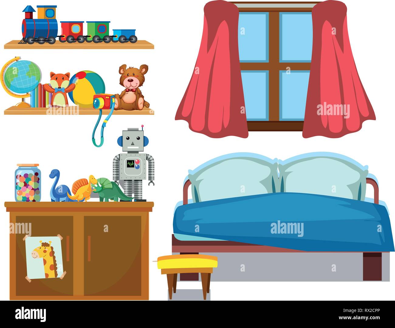 Set of bedroom element illustration Stock Vector Image & Art - Alamy