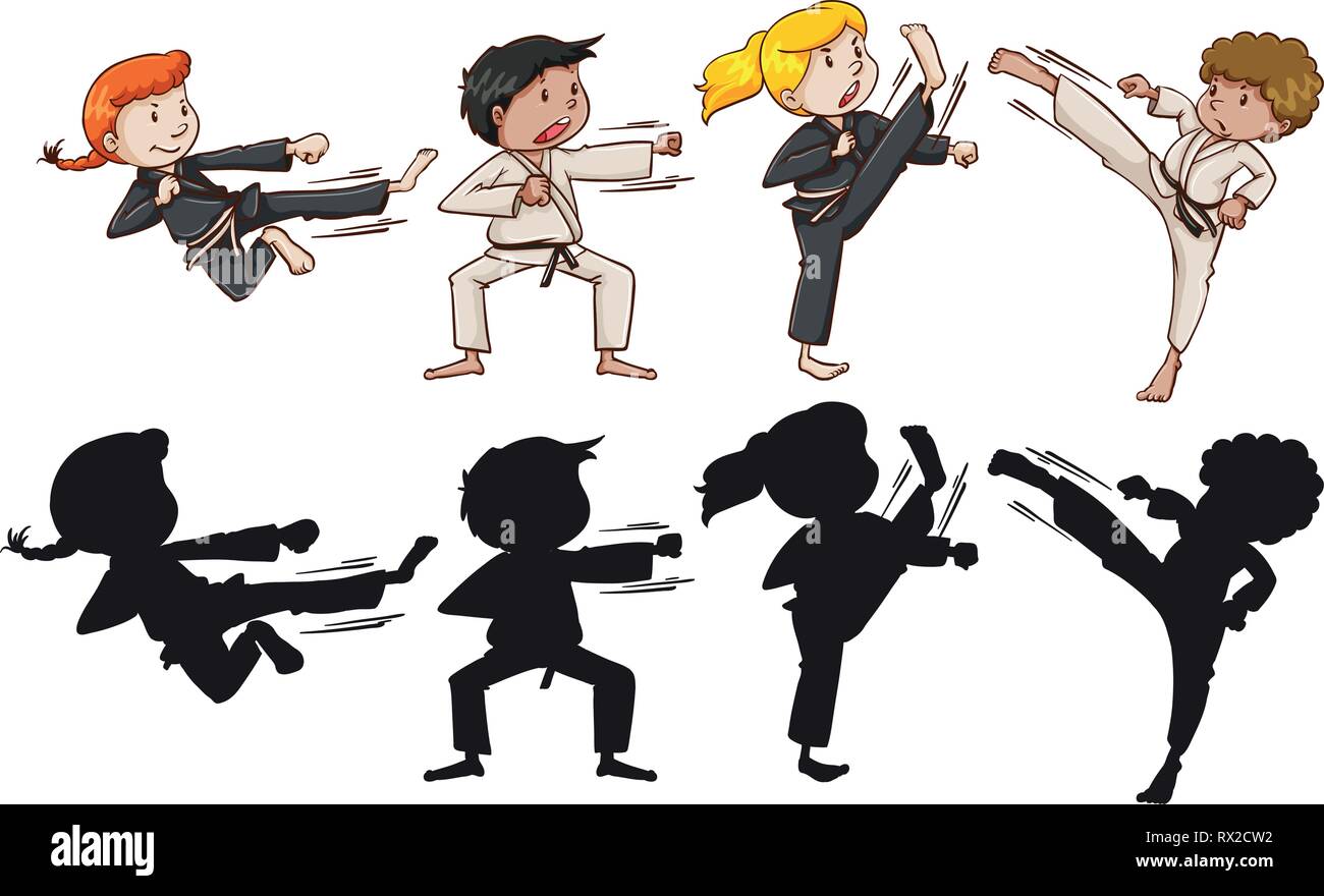 Set of karate kids illustration Stock Vector Image & Art - Alamy