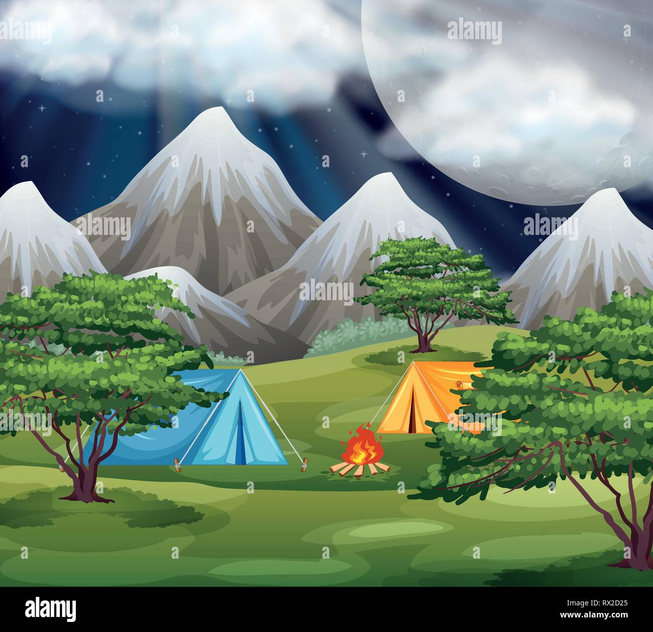 Camping in the park scene illustration Stock Vector Image & Art - Alamy