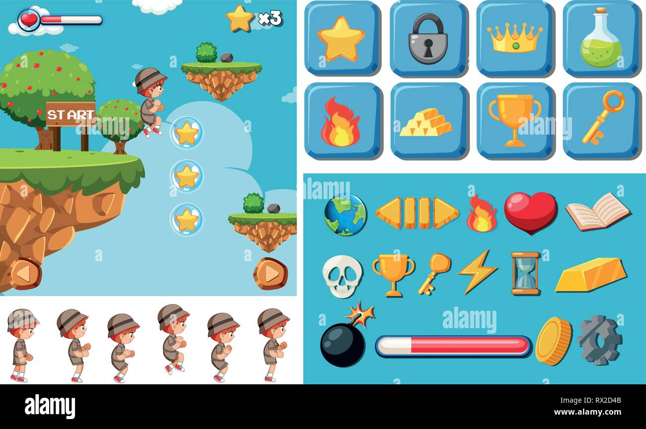 Set of game template illustration Stock Vector Image & Art - Alamy