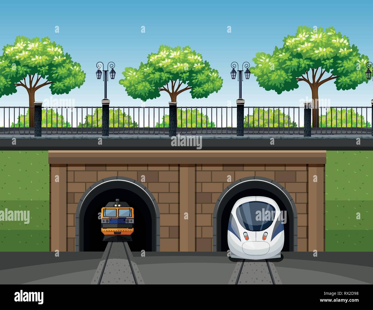 Modern and classic train scene illustration Stock Vector Image & Art ...