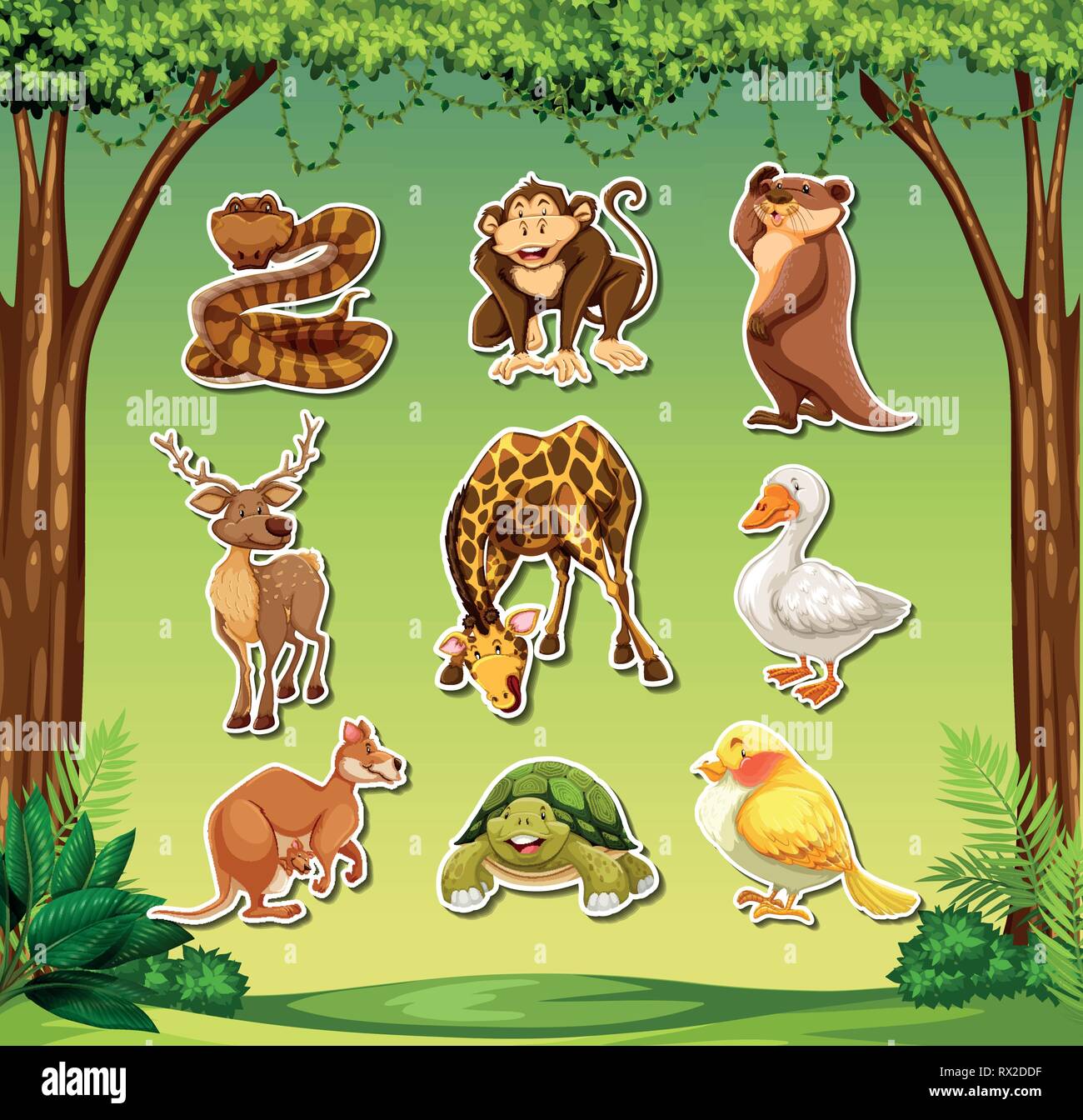 Set of animals sticker illustration Stock Vector Image & Art - Alamy