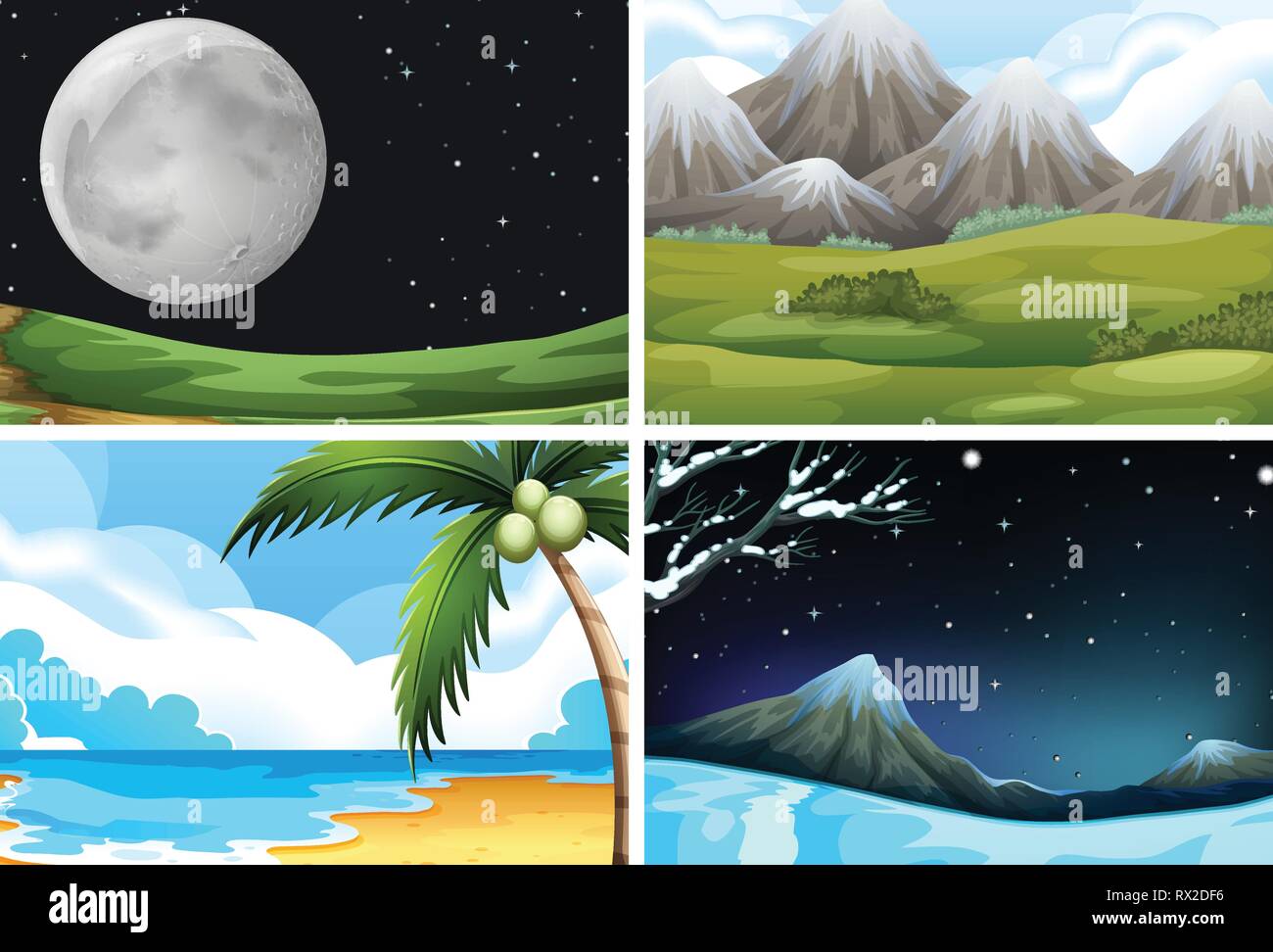 Set of nature landscape illustration Stock Vector Image & Art - Alamy
