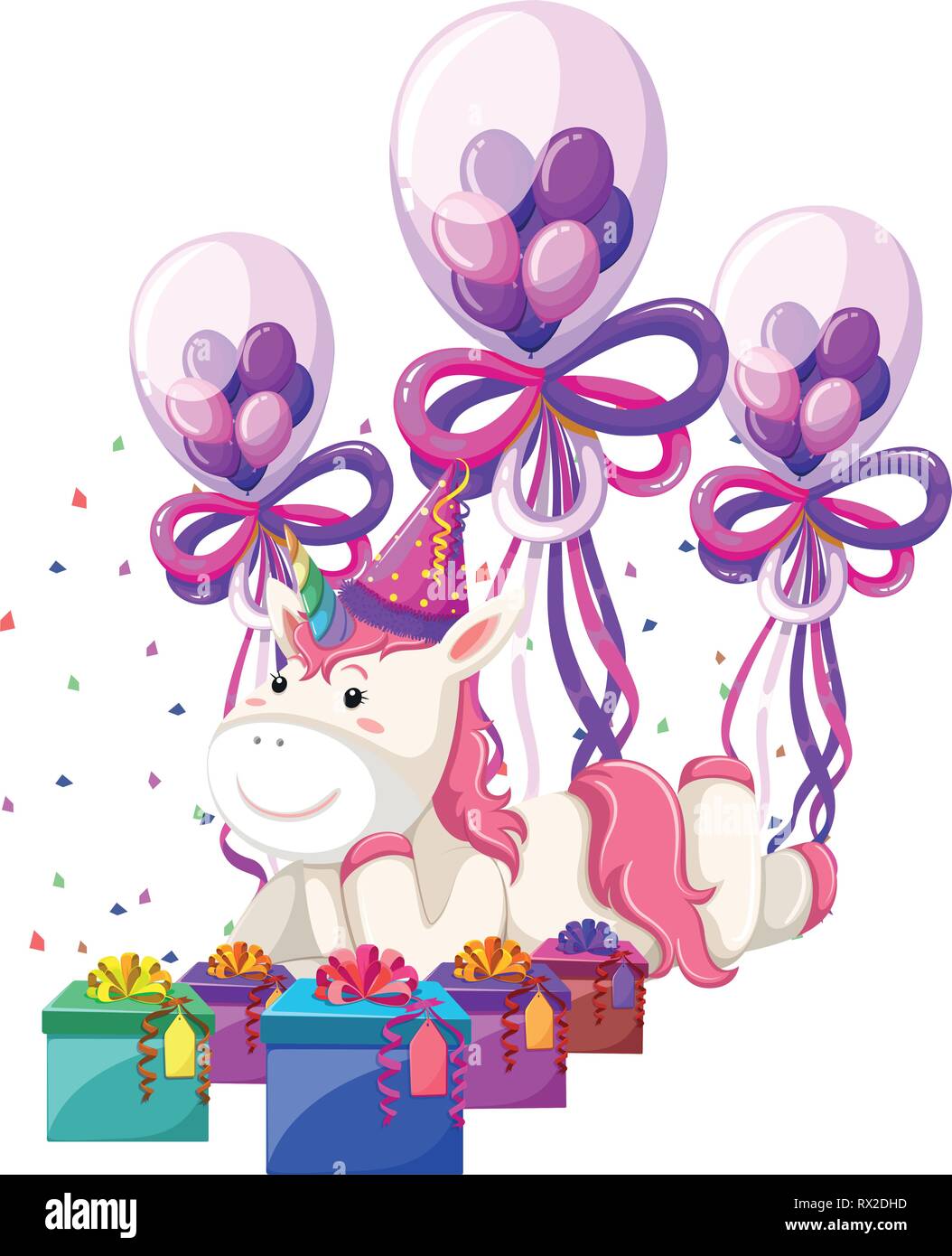 A unicorn with birthday theme illustration Stock Vector Image & Art - Alamy