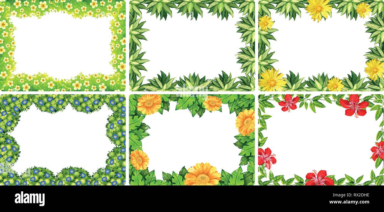 Set of nature flower frame illustration Stock Vector Image & Art - Alamy