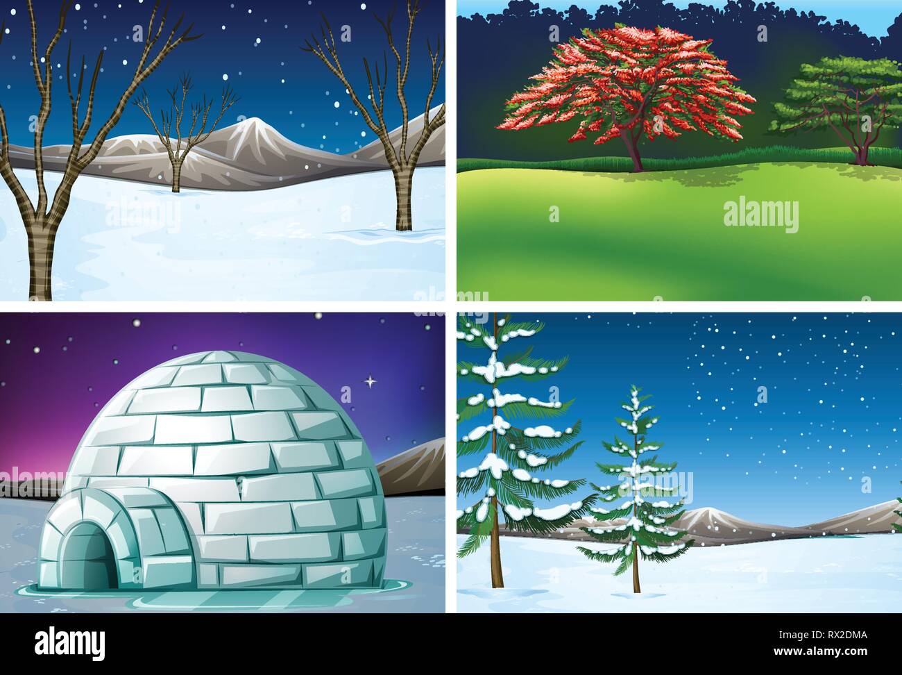 Set of nature landscape illustration Stock Vector Image & Art - Alamy