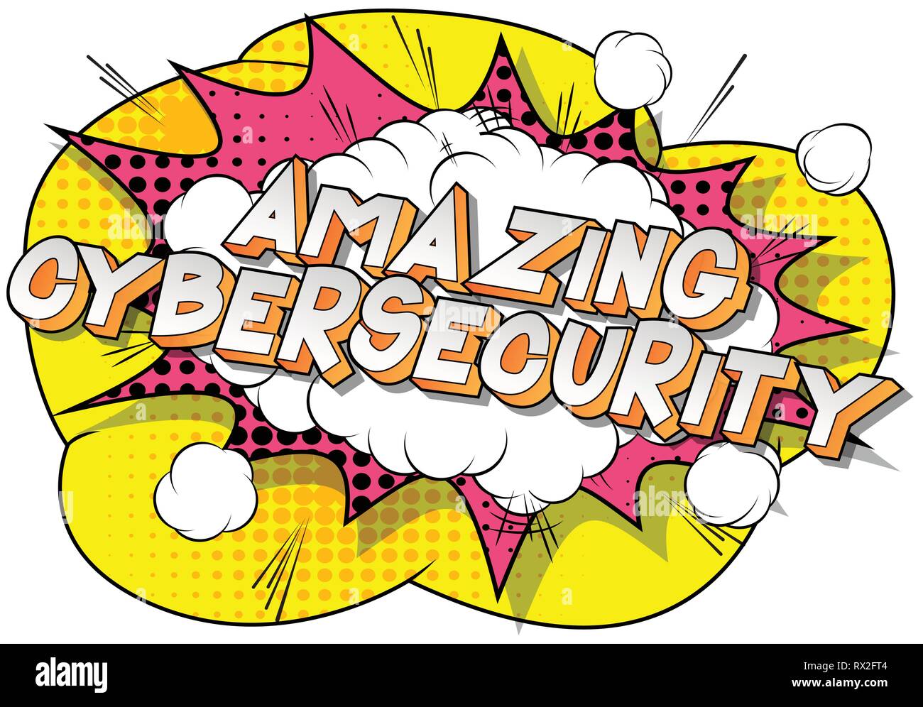 Amazing Cybersecurity - Vector illustrated comic book style phrase on ...