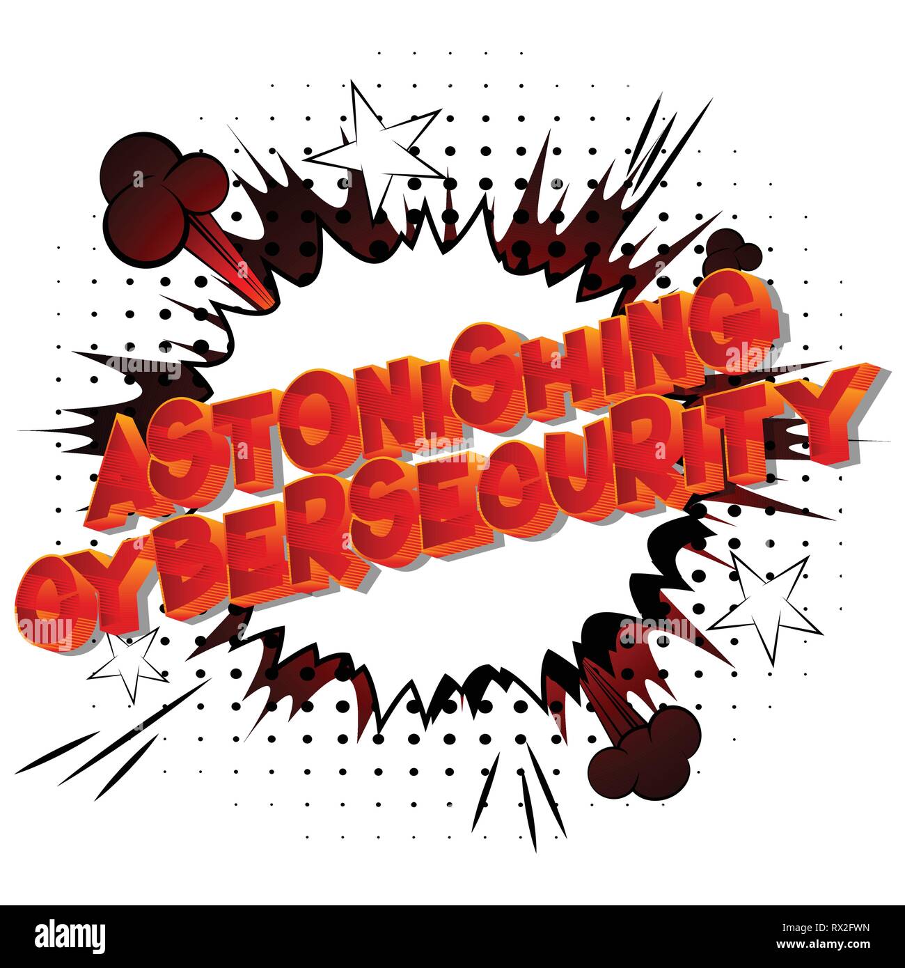 Astonishing Cybersecurity - Vector illustrated comic book style phrase ...