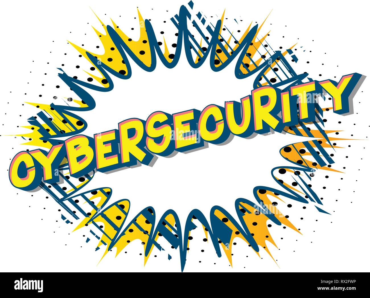 Cybersecurity - Vector illustrated comic book style phrase on abstract ...