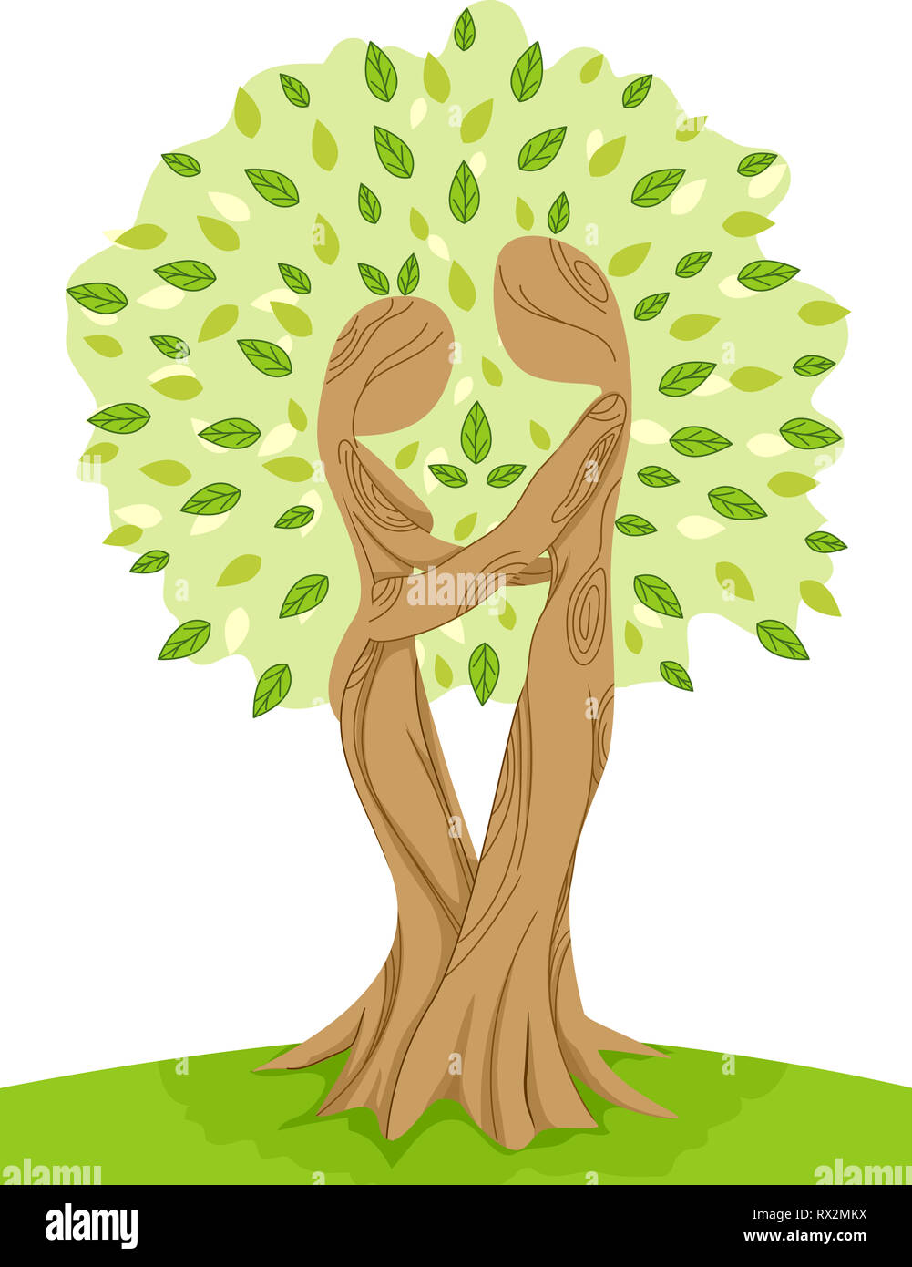 Illustration of a Tree with Trunk Shaped as Two Persons Holding Each ...