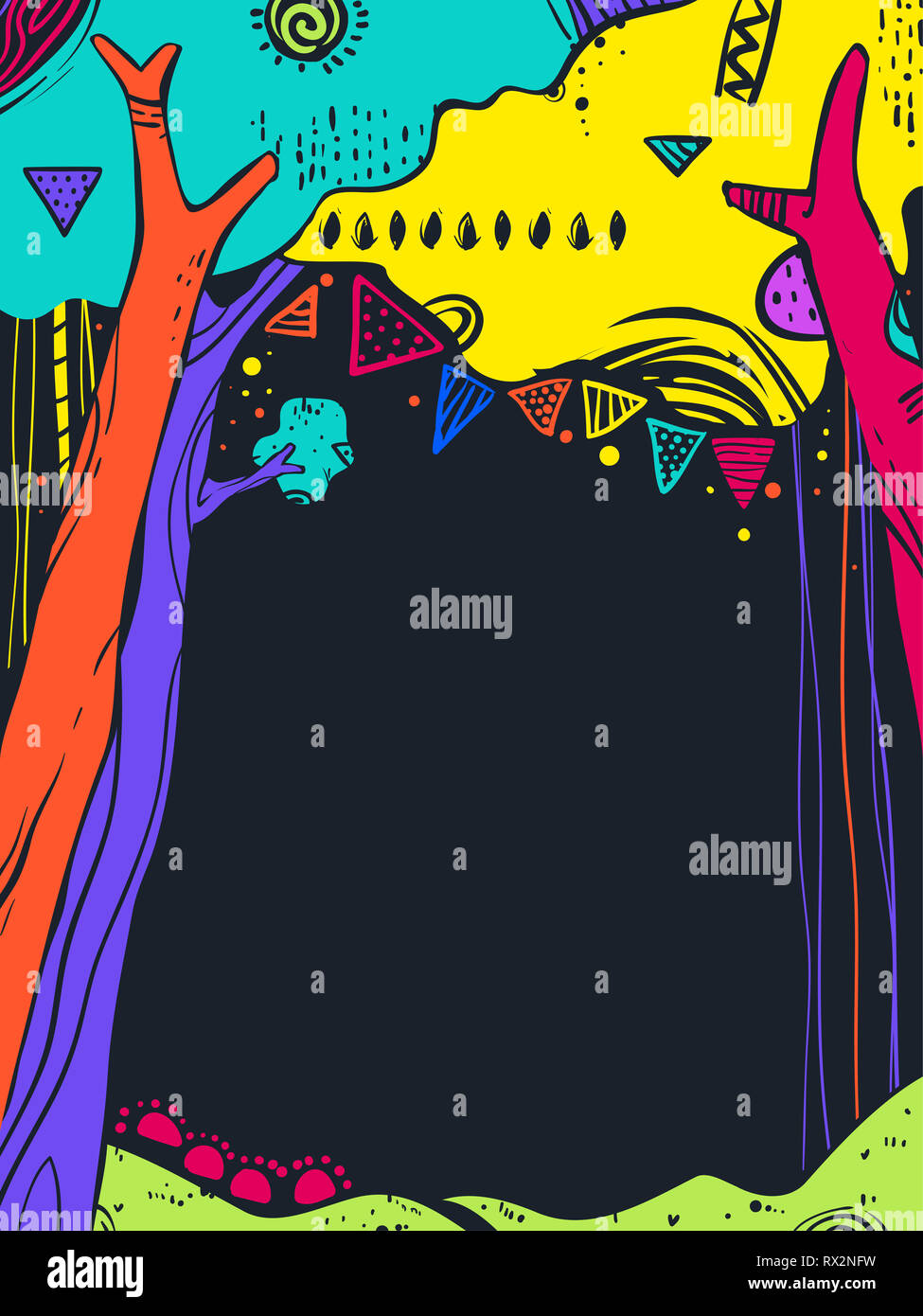 Illustration of a Colorful Forest Festival Poster Design Stock Photo ...