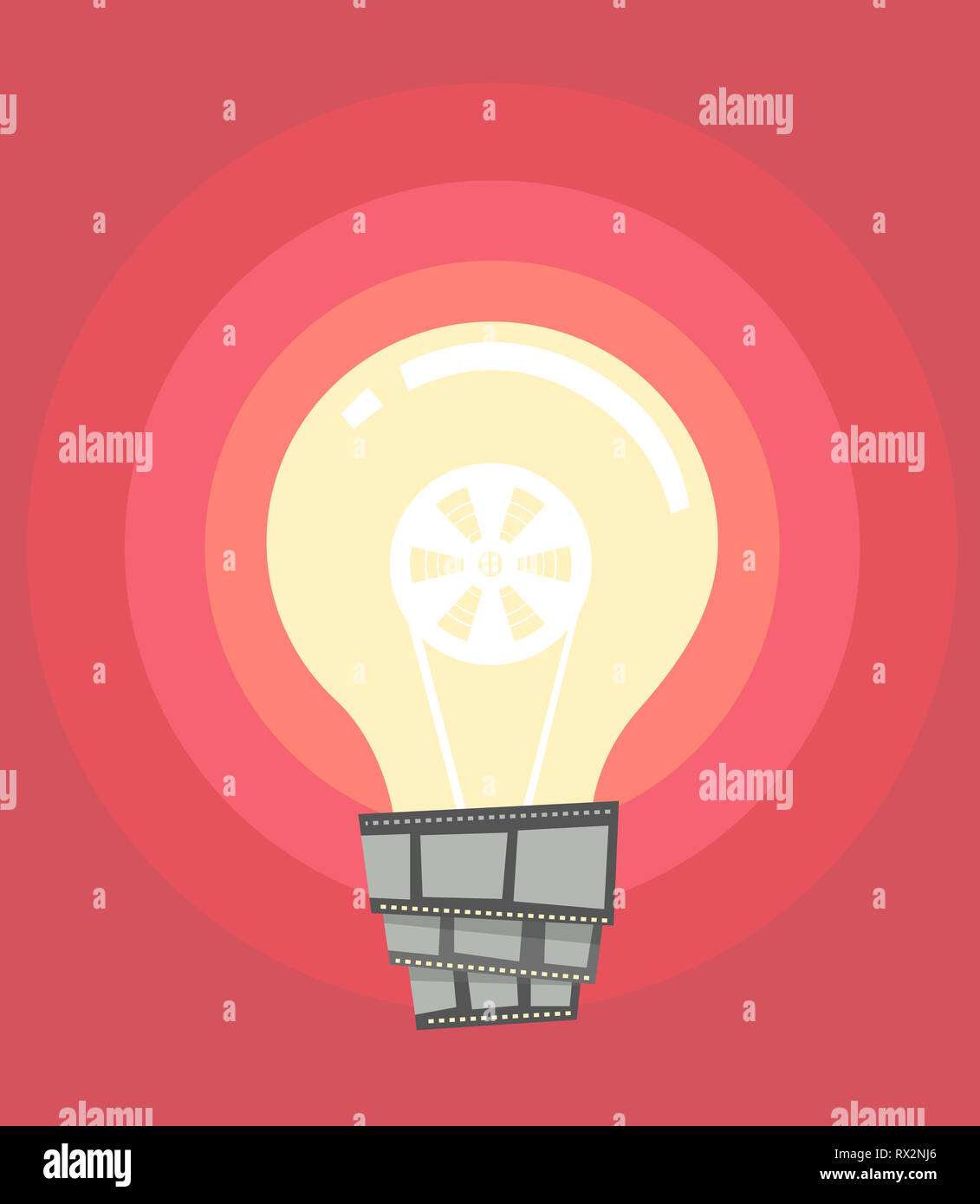 Illustration of a Light Bulb with Film Reel Inside and Roll of Film ...