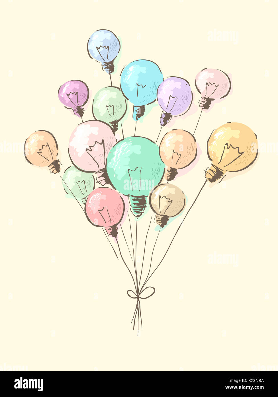 Illustration of Different Colored Light Bulbs Tied Together Like ...