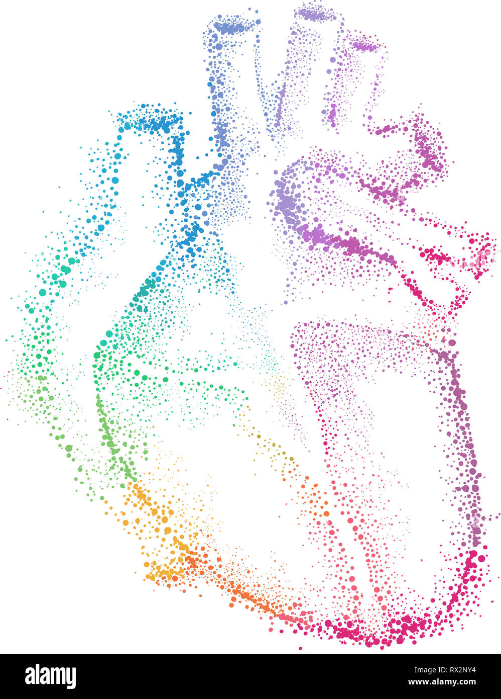 Illustration of the Heart Organ in Rainbow Colors and Pointillism Style ...